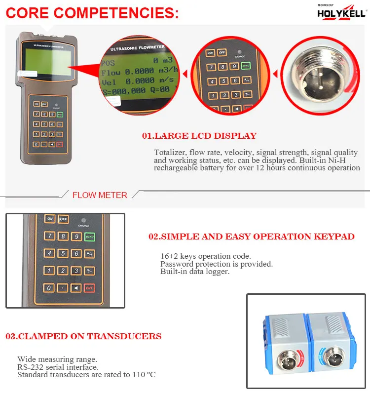 Holykell Ultrasonic Flow Meter with Printer - Accurate & Reliable
