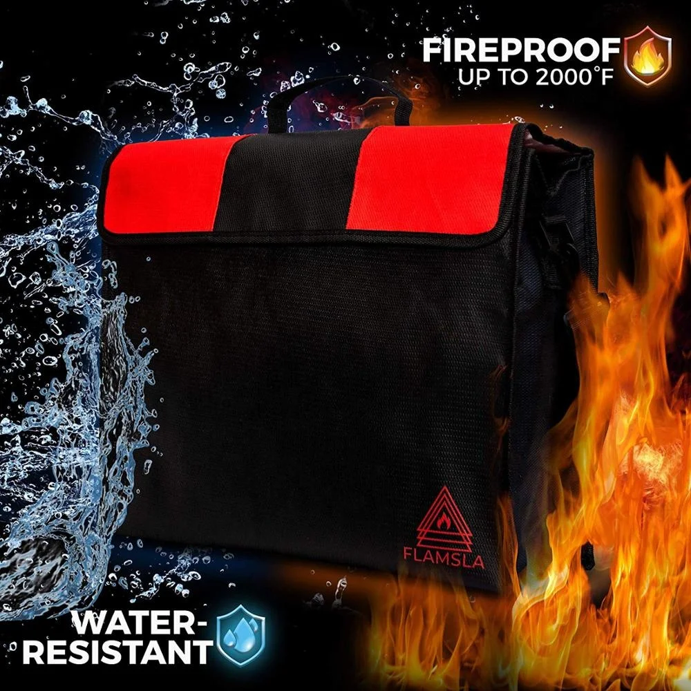 2pc Set Fireproof Bag Large Fireproof Document Bags And Small Fireproof ...