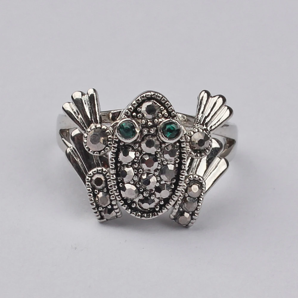 Jet Crystal Rhodium Gold Plated Frog Ring - Buy Frog Ring,Customized ...