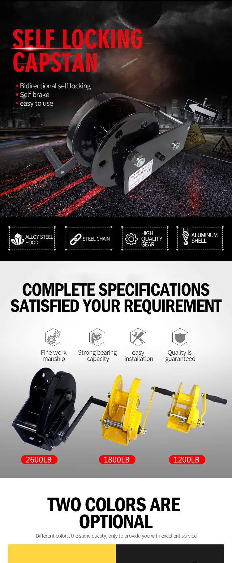 Reversible Lifting Hand Mini Hand Crank Anchor Winch 1200BL 5M