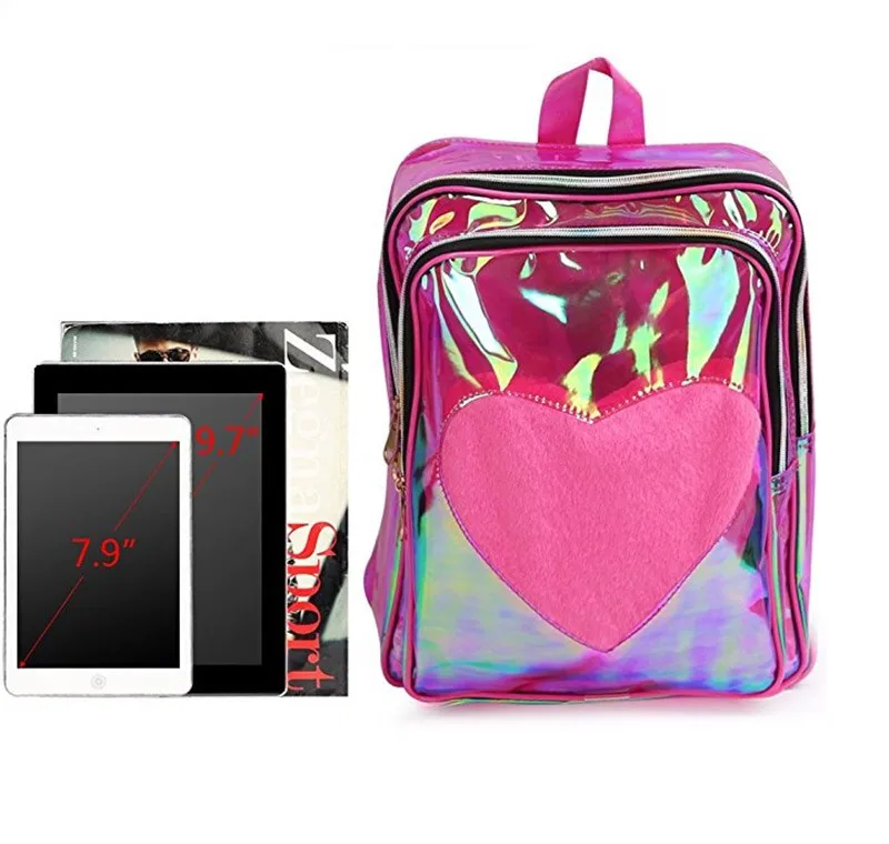 Transparent Pvc Hologram Holographic Backpack Clear Satchel Travel ...