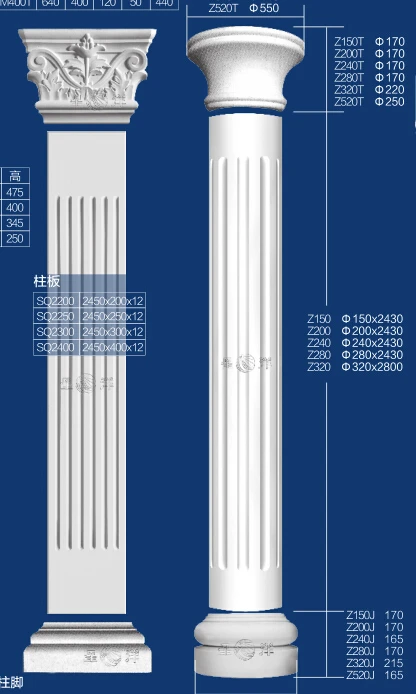 Fiberglass Reinforced Round Gypsum Roman Column Mold - Buy Round Gypsum ...