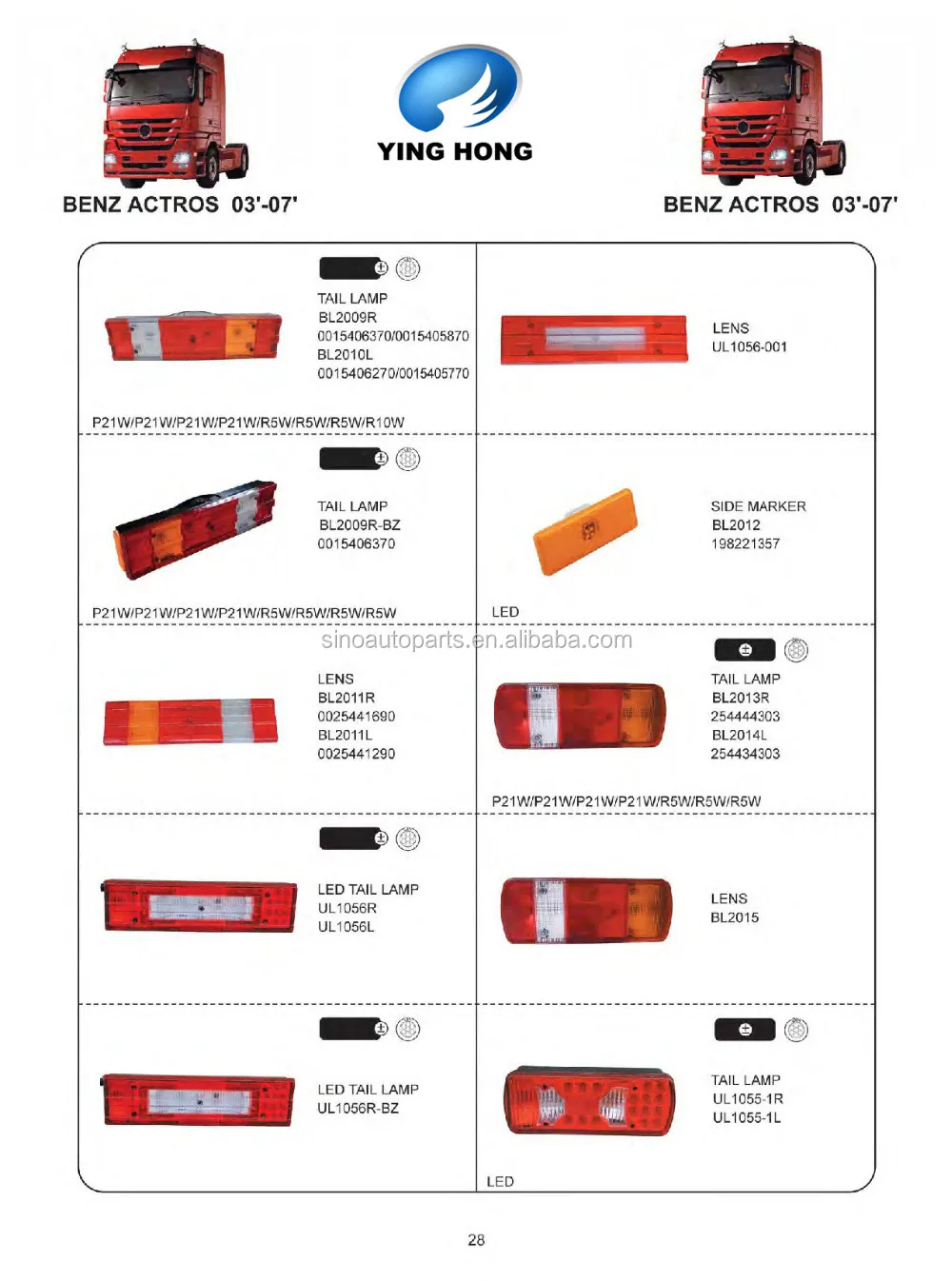 Truck Head Lamp Light 9438200361 9438200461 For Benz Actros 03-07 - Buy ...