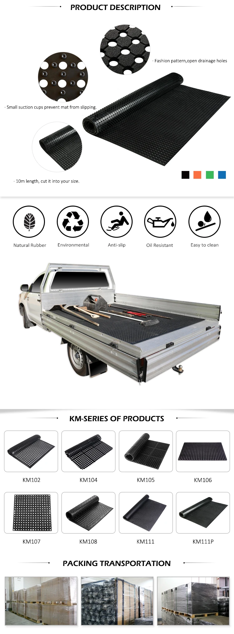 Non Slip Ute Tray Liner Rubber Mat - Anti-Fatigue & Oil Proof
