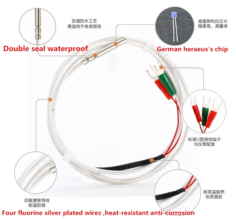 Wzp-pt100 Lead Type Pt100 Temperature Sensor Probe Thread Platinum ...