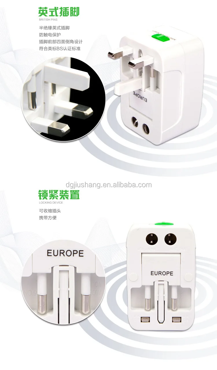 Ce Fcc Rohs Taiwan Socket Plug Adaptor Round Pin Adaptor Plug Multiple ...