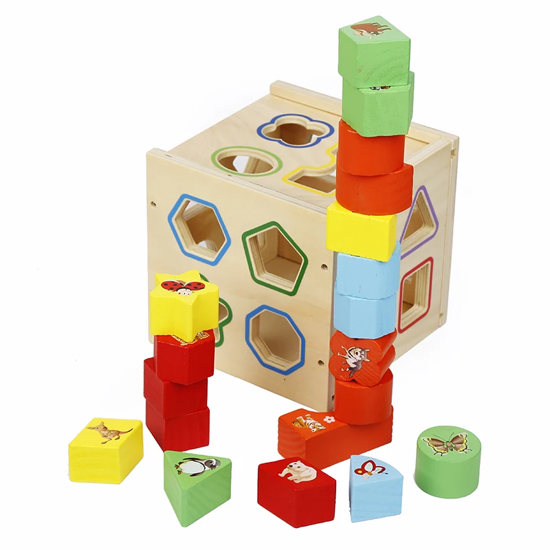 19 Hole Intelligence Box Hole Children's Educational Animal Wooden Toys ...