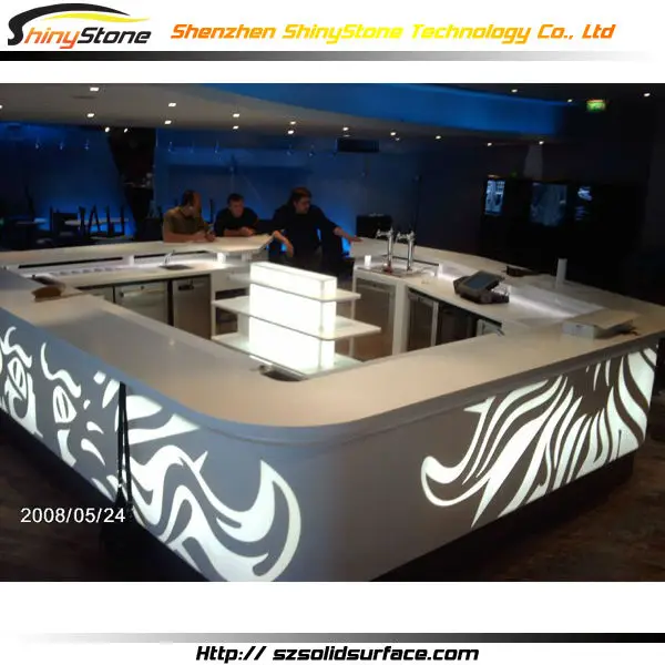 Translucent Cnc Carving Square Shape Indoor Bar Design Solid Surface ...