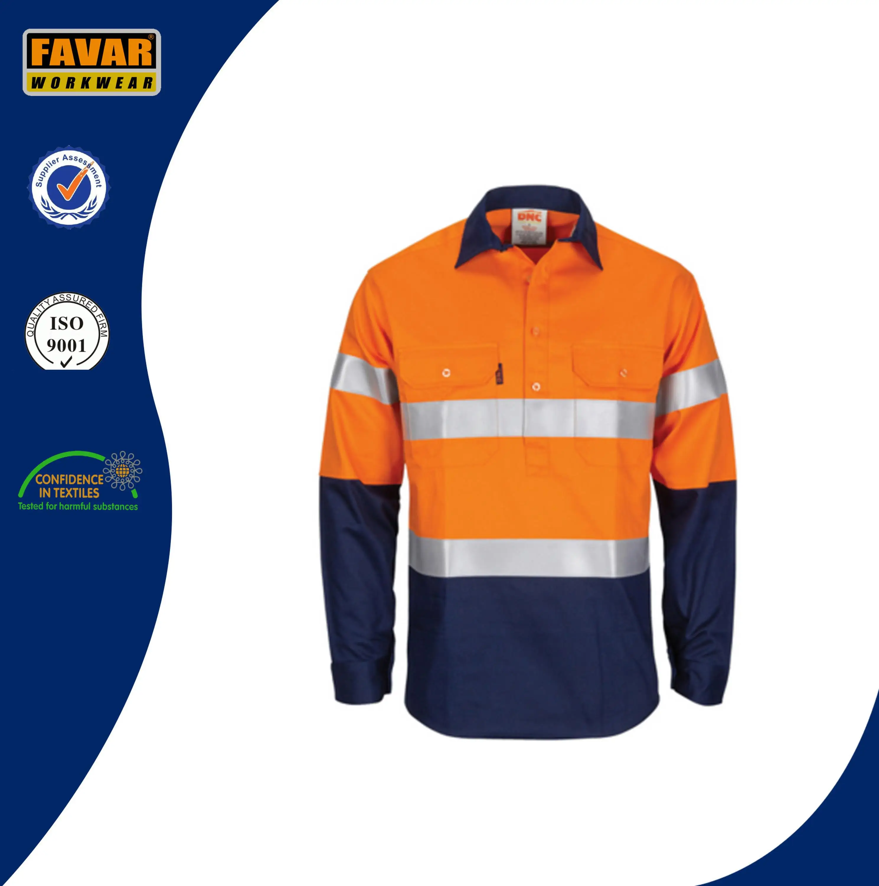 Tc Men's High Visibility Safety Shirts Fluo Orange Flame Resistant ...