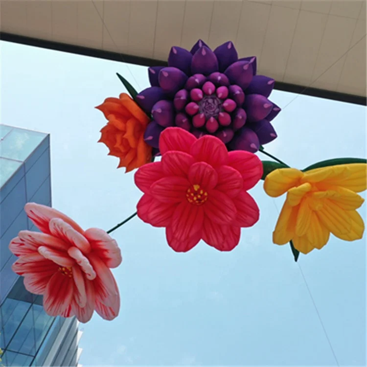 Outdoor Standing Giant Inflatable Flower Tulips Prop With Lights For ...