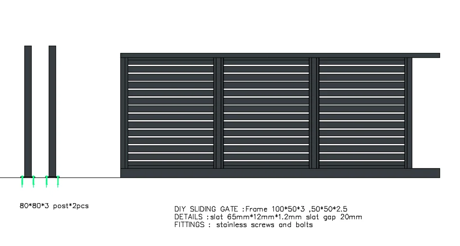 Aluminum Electric Diy Slat Powder Coated Slidng Driveway Main Gate ...