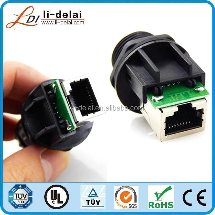 Front Panel Mount Rj45 Socket With Cable Waterproof Connector - Buy ...