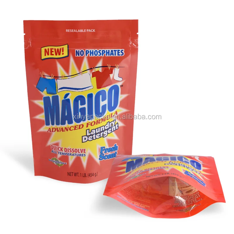 Reusable Zipper Bag Standing Up Washing Powder / Laundry Powder ...