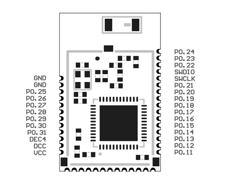 Bluetooth BLE 5 Chipset Module with Ceramic Chip Antenna for Iot