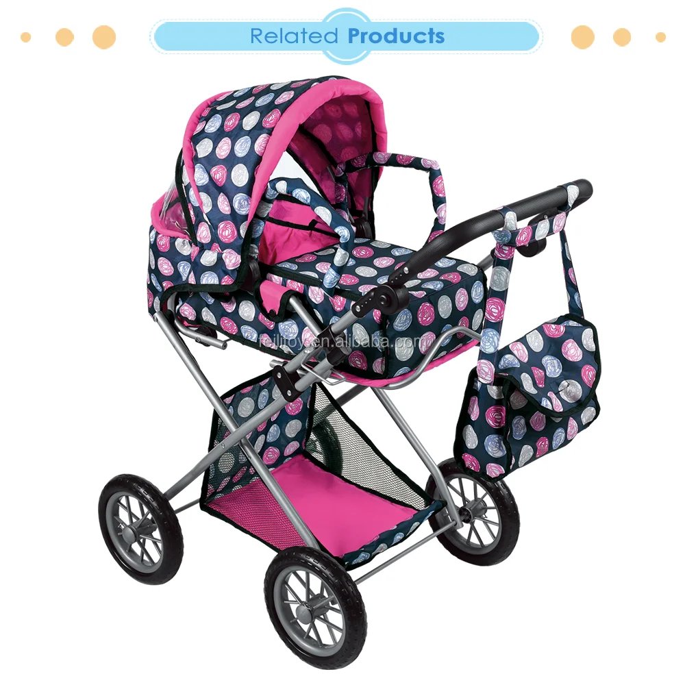 Feili Stroller - Deluxe Doll Pram with Storage & Carrier