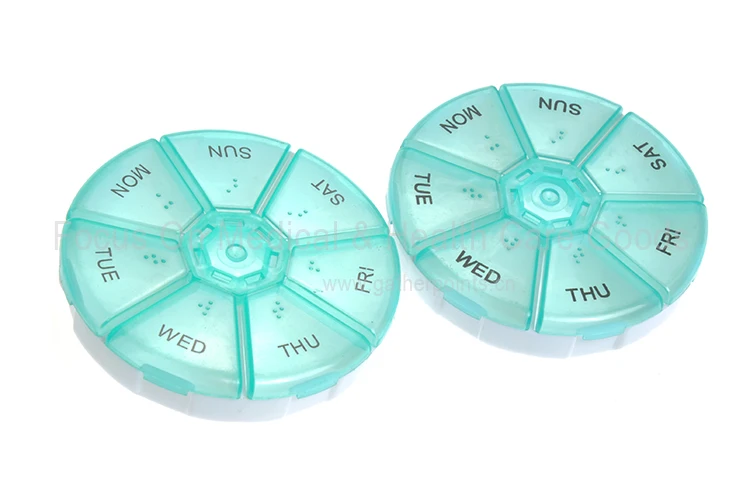 Round Small 7 Days Plastic Pill Box - Buy Pill Box Children Safe,Pill ...