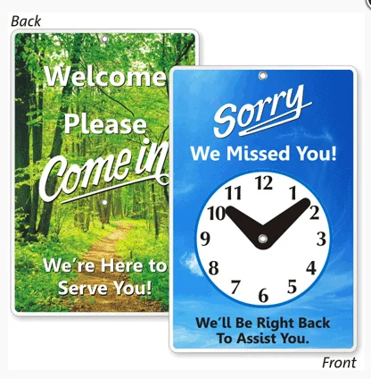 Double-sided Be Back With Clock Sign: Sorry We Missed You! We'll Be ...