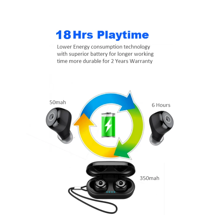 Realtek 8763B TWS Headphones - 18 Hours Noise Cancelling
