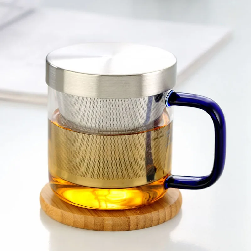Hot Colorful Handle 15oz Glass Mug With Lid Borosilicate Glass Mugs Tea ...