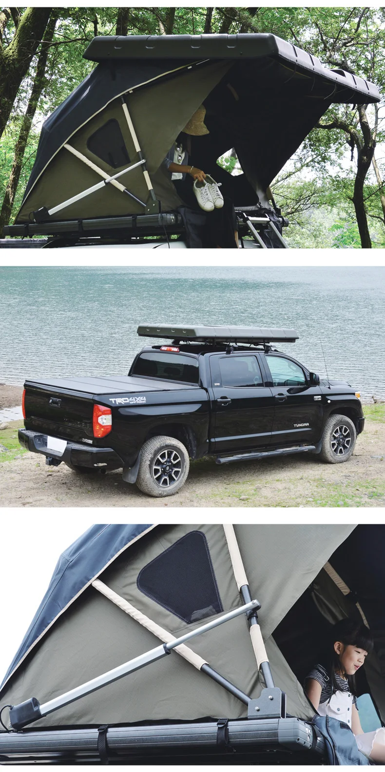 Waterproof Electric Lifting Rod & Roof Top Tent for Camping