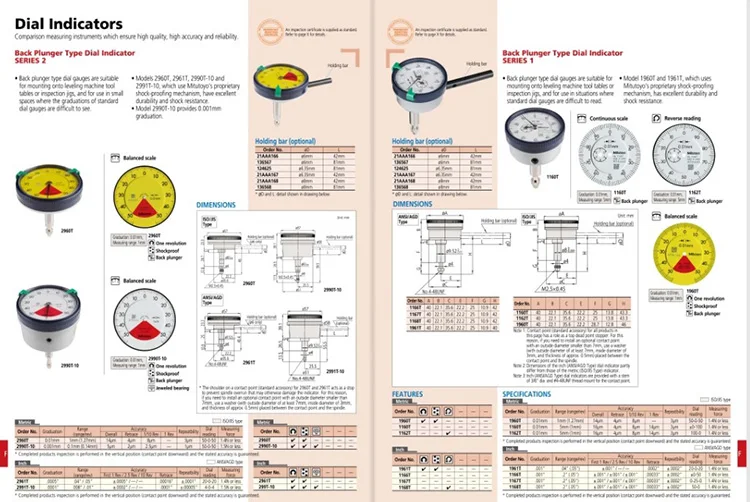 Japan High Precision Back Plunger Type Scale Pressure Dial Indicator ...