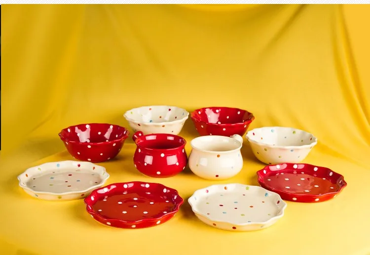 China Supplier Bright Colored Pots Dinnerware With Ceramic Bowl And ...