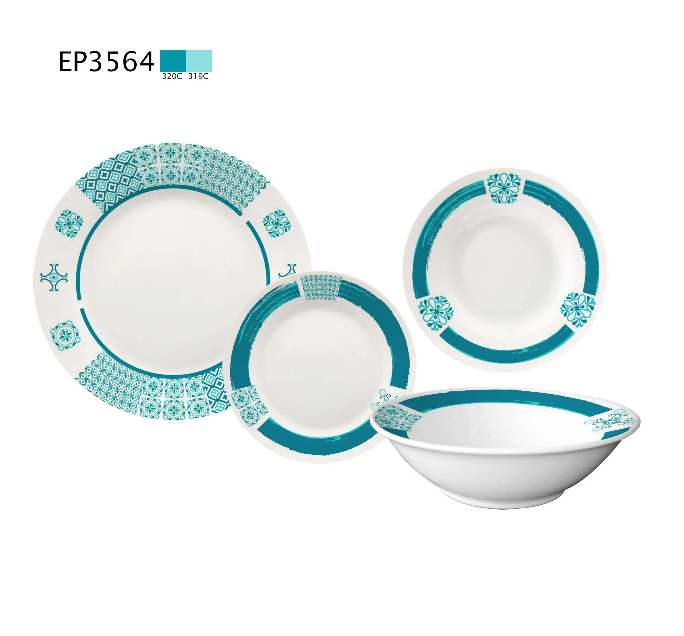 Blue Borders Rim Super White Porcelain Dinnerware Blue-and-white Dishes ...