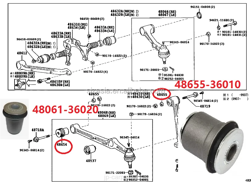 Bush,Front Lower Arm,No.1 Rh Lh 4806136020 48061-36020 Coaster Bus Bb40 ...