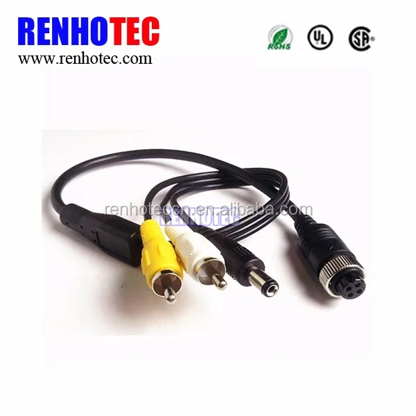 4 Pin Aviation Connector Splitter 4pin 4p Miniature To 2 Rca And Dc ...