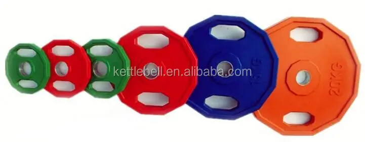 Two Grip Polygonal Rubber Coated Hexagonal Barbell Weight Disc Plates ...