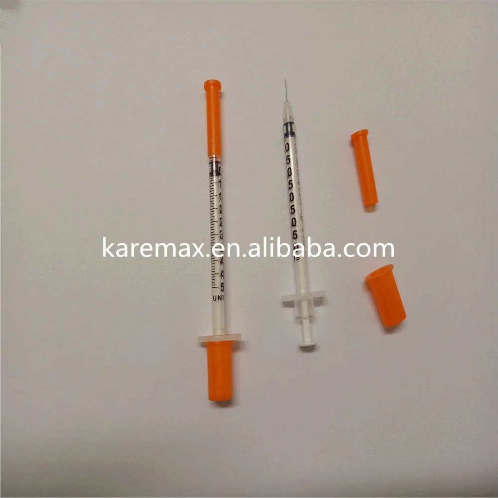 1ml Orange Cap Medical 100u Or 40u Insulin Syringe With Needle - Buy ...