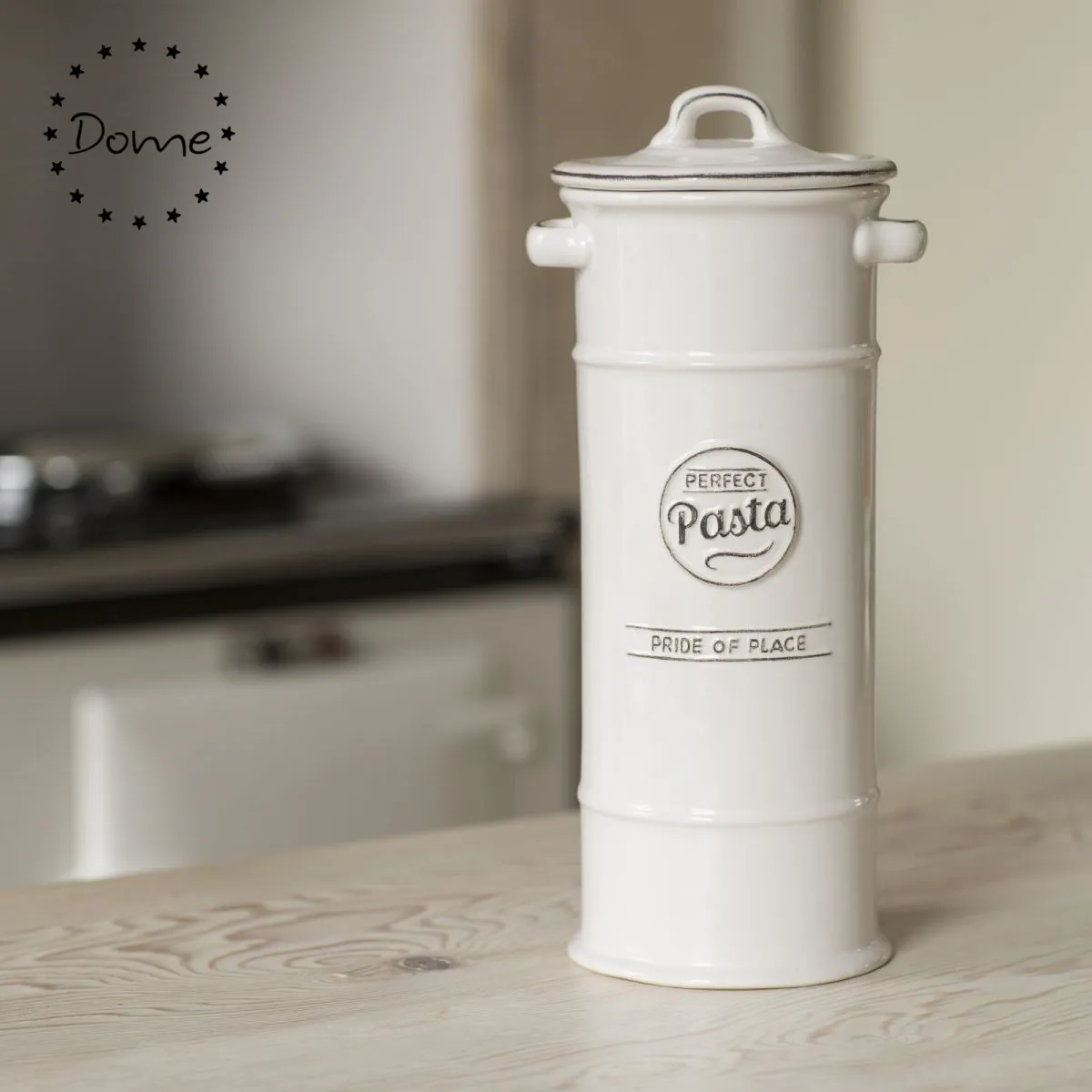 Kitchen Canister Storage Jar White Tall Ceramic Pasta Jar With Bamboo ...