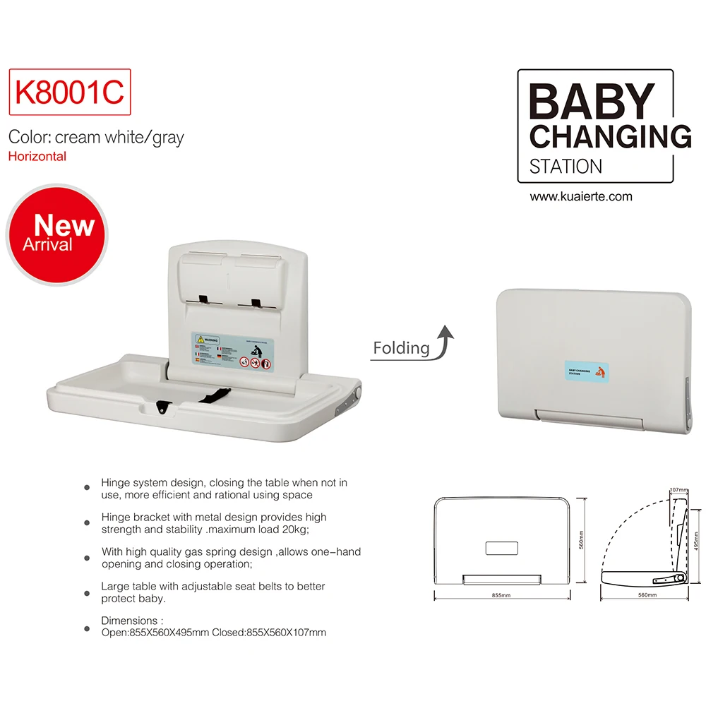 Good Quality Plastic Public Restroom Baby Changing Station Table For ...
