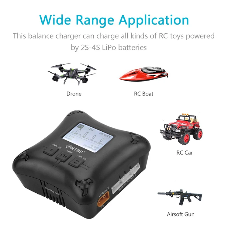 Rc Charger Htrc H4ac Duo Mini Dual Port Lipo Charger 20w X2 2a X2 For 2 ...