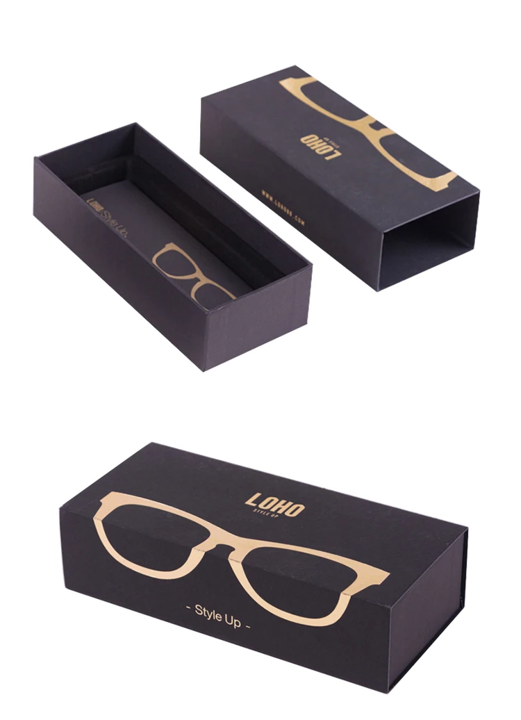 Eyewear Package Logo Design Black Packaging Boxes - Buy Black Packaging ...