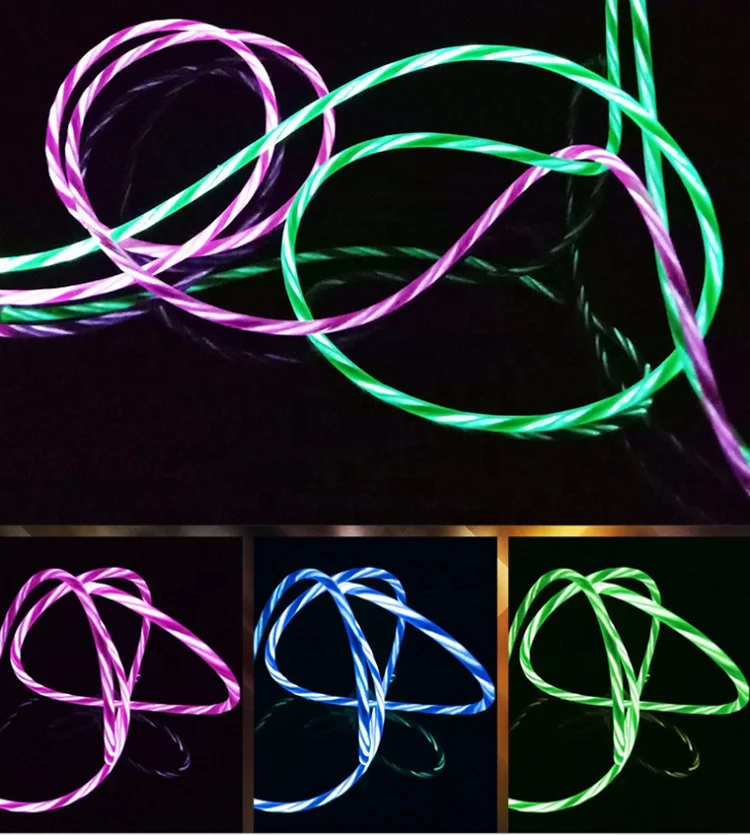 Light up LED Phone Cords - Flowing Lights USB Charging