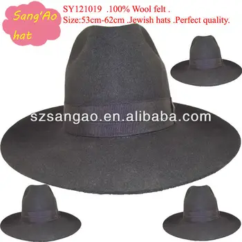 Wholesale Large Fashion Felt Jewish Black Hat Men Borsalino - Buy ...