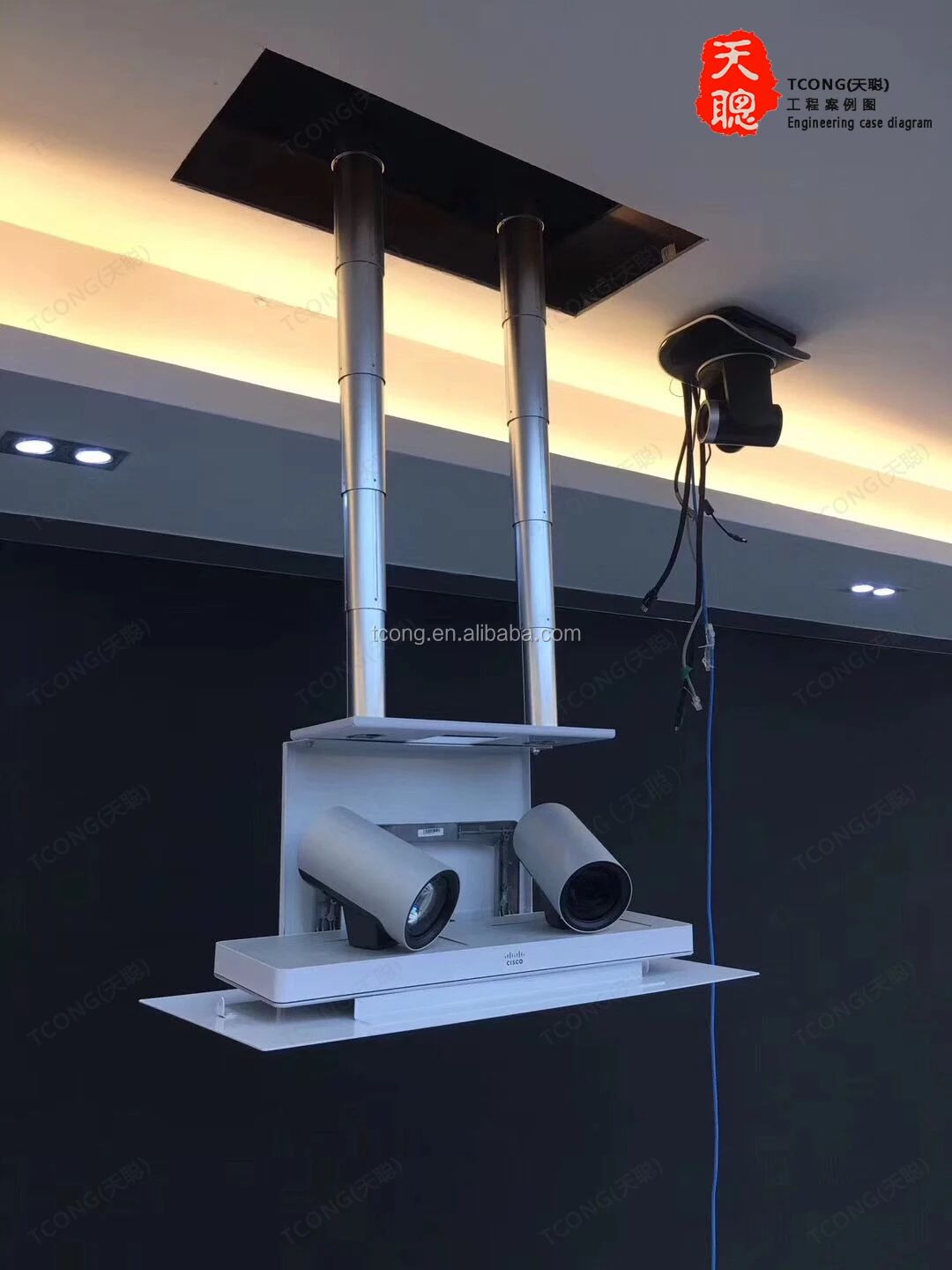 Telescopic CCTV Camera Lift - Double Columns Motorized Bracket