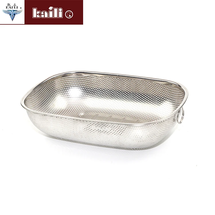 Perforated Square Basket - Rectangular Stainless Steel Colander