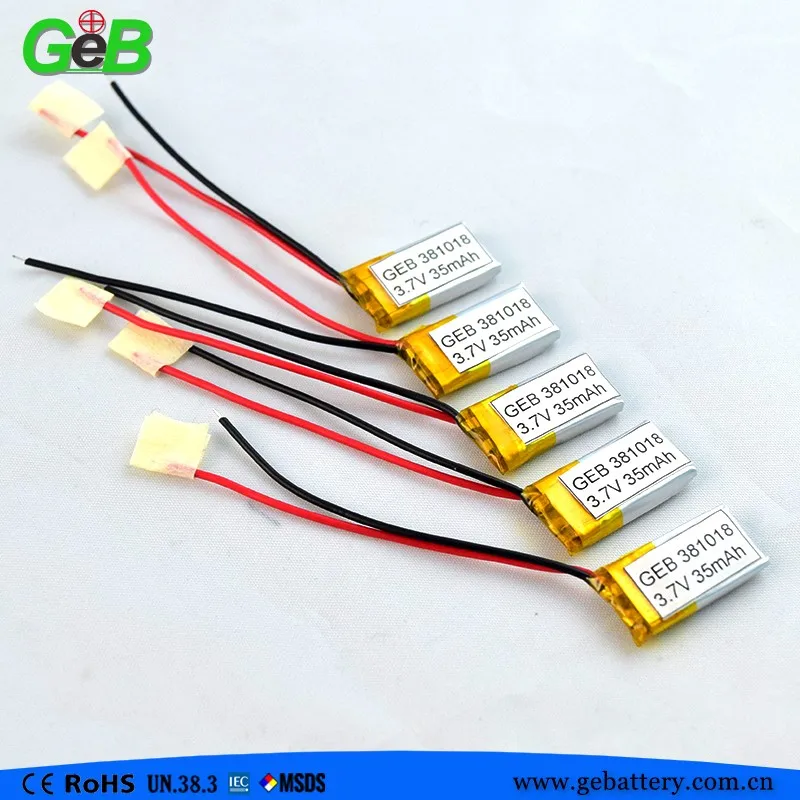 Mini Rechargeable 381018 Smallest Lipo Battery 3.7v 35mah For Wearable ...