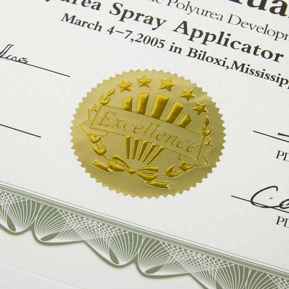 Custom Stamping Label Embossed Gold Foil Sticker Seals For Certificate ...