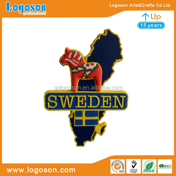 Sweden Flag Moose Circle Fridge Magnets - Tourist Souvenirs