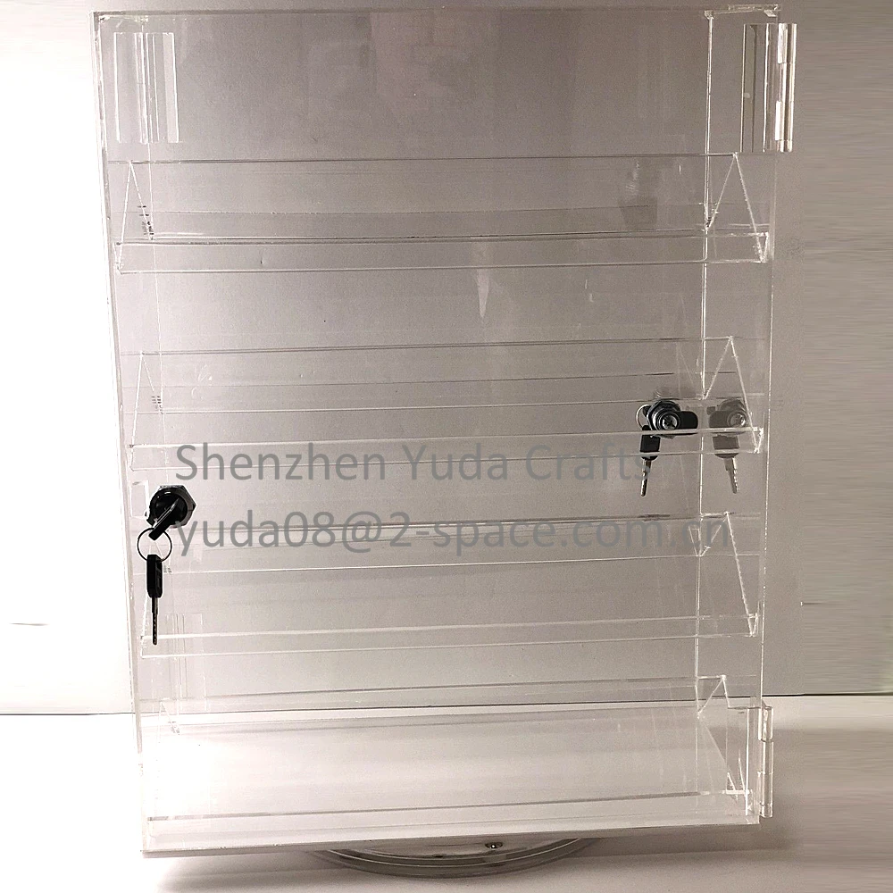 Acrylic Counter Top Locking Jewelry Display Case 4 Shelves Spinner ...