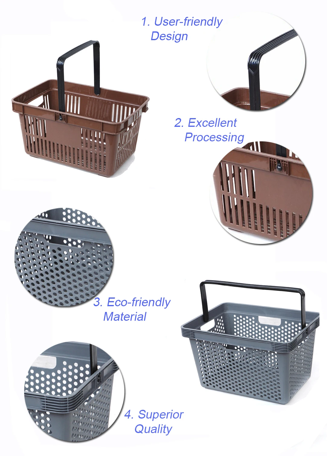 Whole Sale Collapsible Plastic Hand Held Supermarket Shopping Basket ...