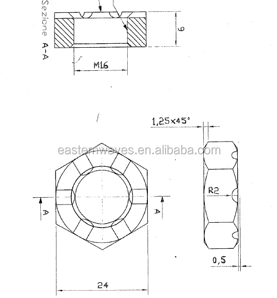 M16x1.25 Special Hex Castle Nuts (DIN935) - Durable & Versatile