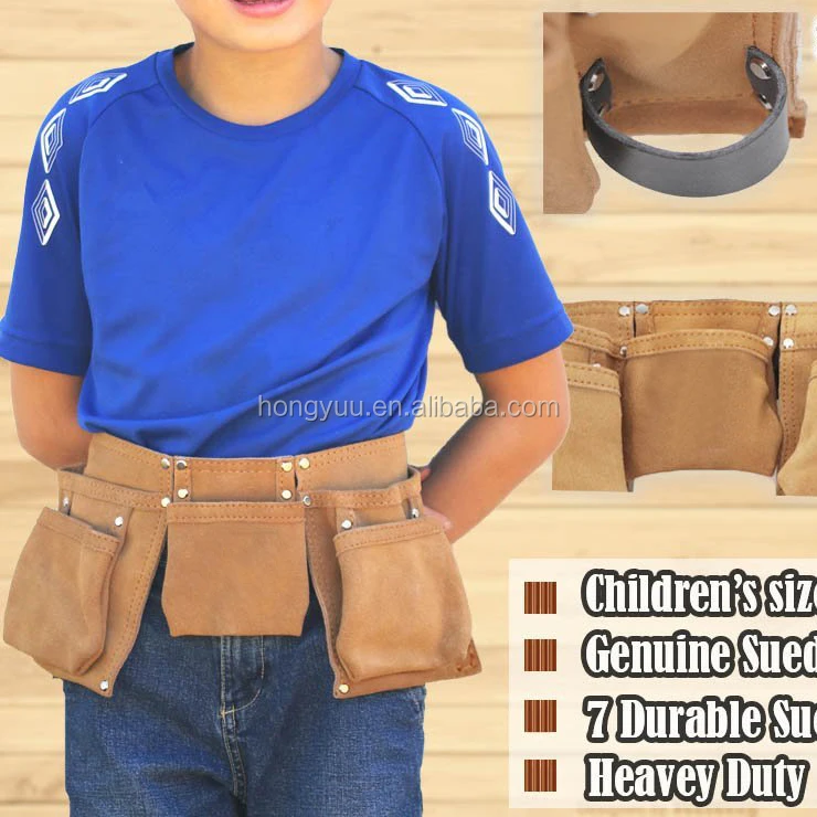 Young Builder Kids Leather Tool Pouch Bag - Durable & Fun