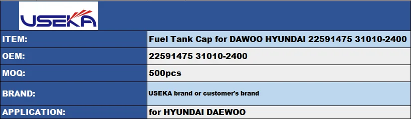 Fuel Tank Cap For Dawoo Hyundai 22591475 31010-2400 - Buy Fuel Tank Cap ...