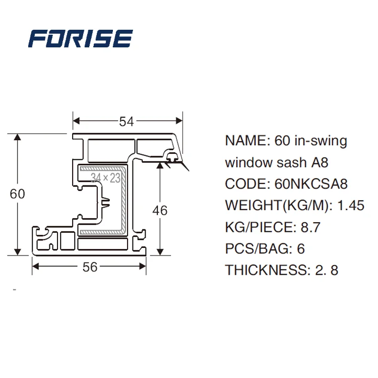 Upvc Window Profile Reinforcement Steal Frame With Gasket Fr-60nkcsa8 ...