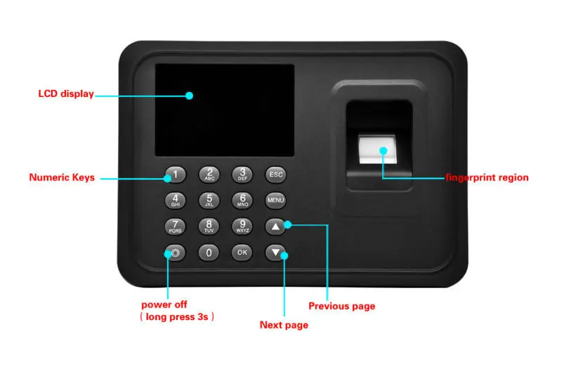 Office Biometric Fingerprint Scanner With Time Recording A6 Fingerprint ...