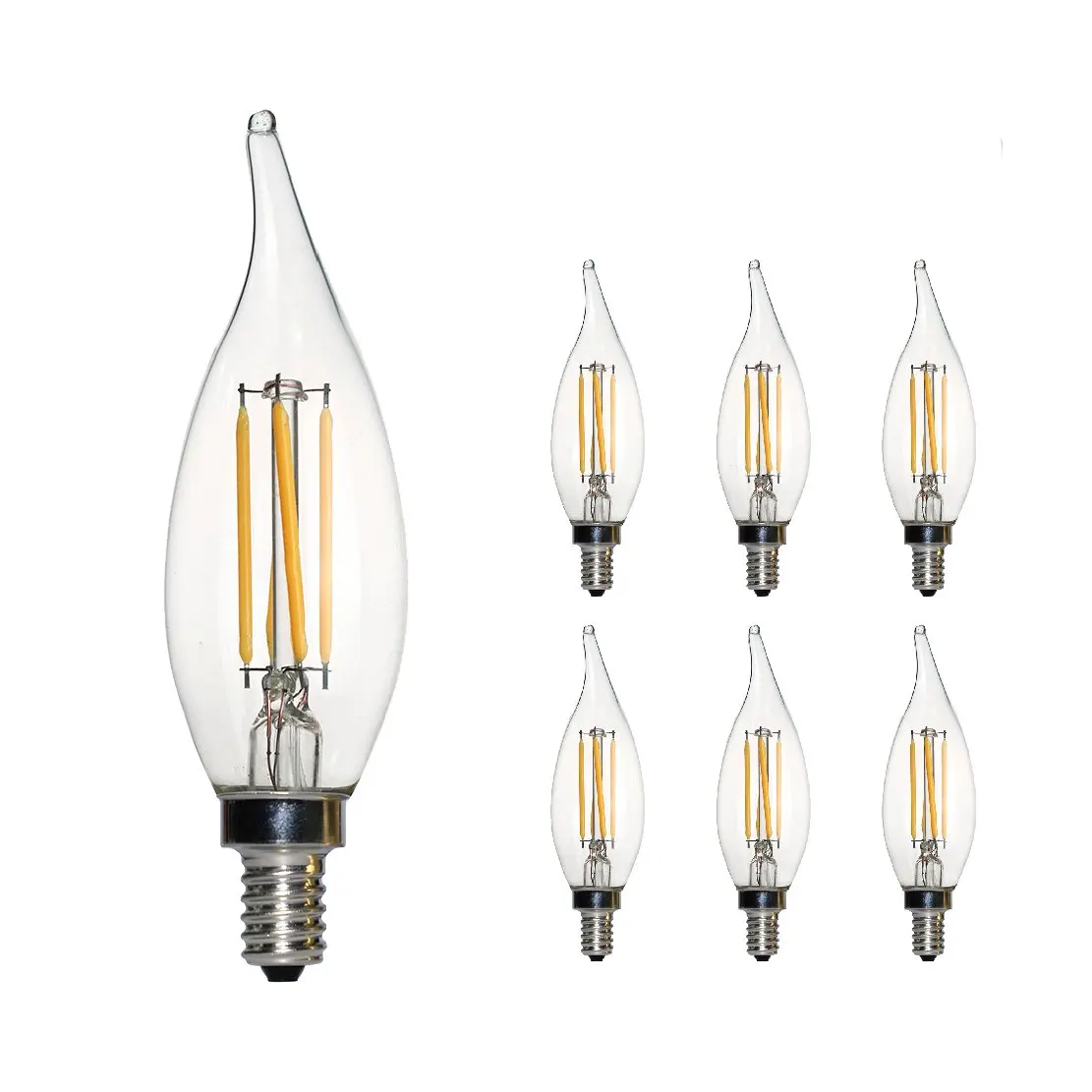 E14 LED Filament C35 Lamp - Dimmable Glass Candle Bulb